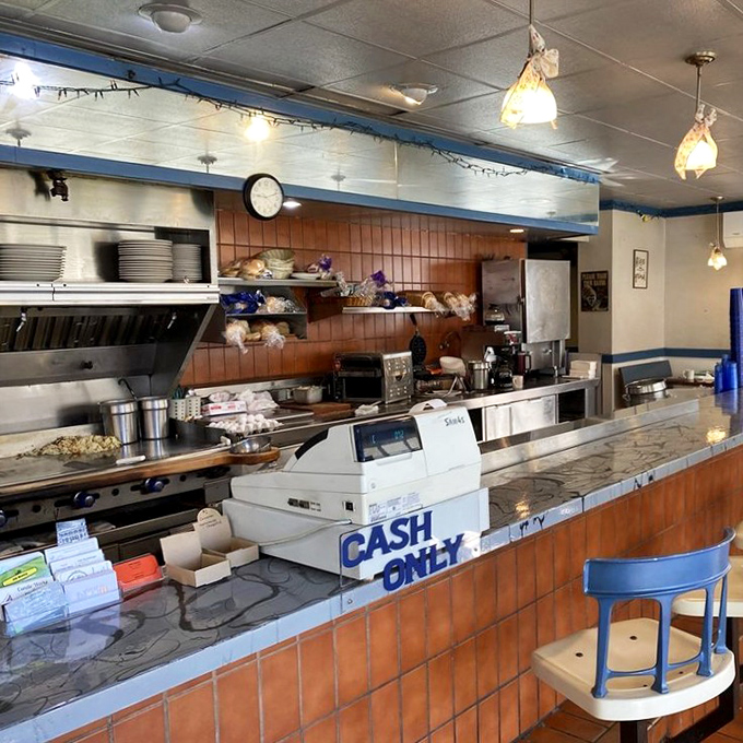 "CASH ONLY" isn't just a payment policy—it's a declaration that some traditions, like perfect home fries, should remain gloriously unchanged.