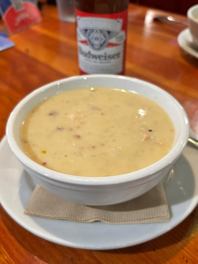 Clam chowder that doesn't hide behind unnecessary frills—just creamy, briny perfection that would make fishermen nod in solemn approval.