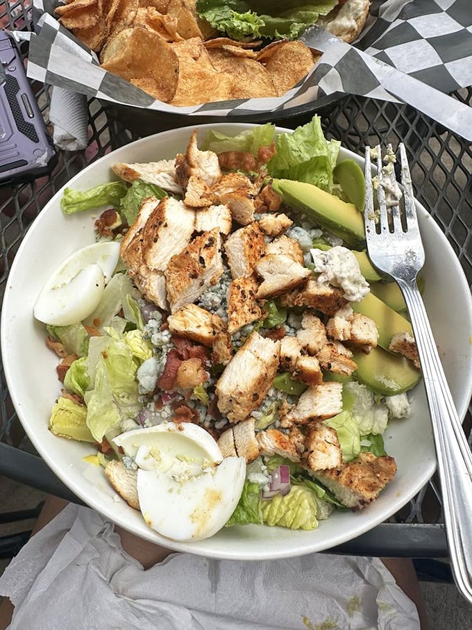 A salad that doesn't apologize for being delicious. Fresh greens, protein, and veggies arranged with care—proof that healthy can be heavenly.