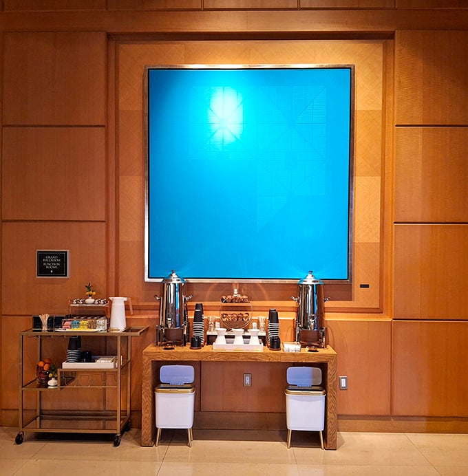 The coffee station stands ready to caffeinate your dreams and fuel your Miami adventures ahead.