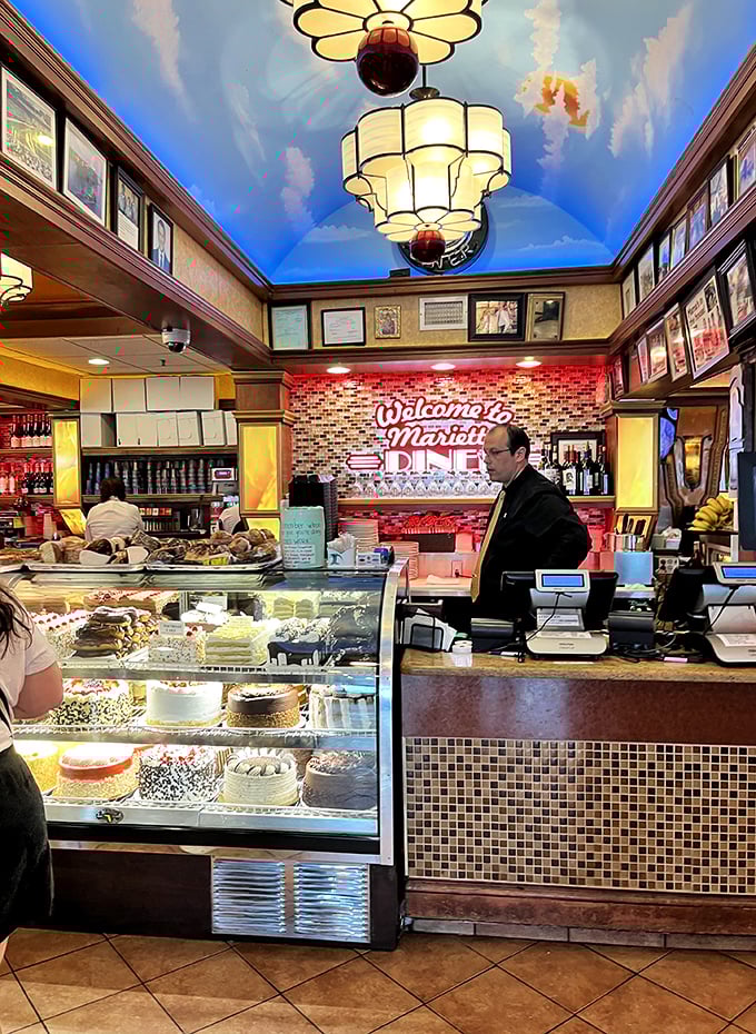 The dessert case and counter area—where dreams are displayed under glass and decisions become increasingly difficult with each passing second.