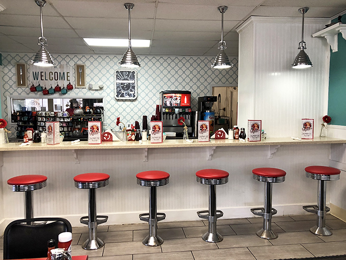 Counter seating: where solo diners become temporary members of the breakfast club and the coffee refills come with a side of local wisdom.