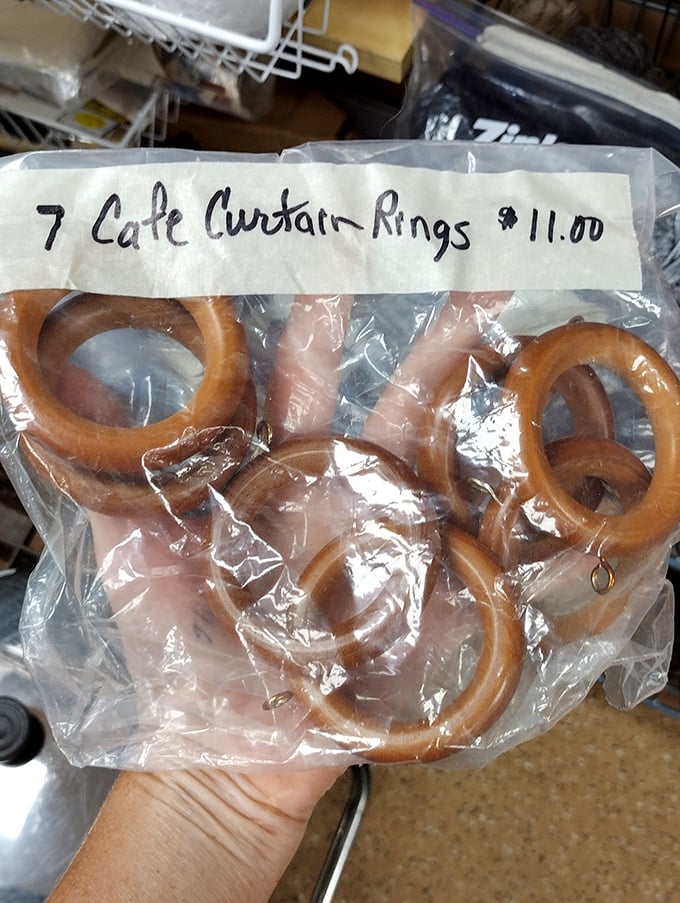 Seven café curtain rings for $11—the kind of practical find that makes you feel like you've outsmarted the retail gods. Small victories!