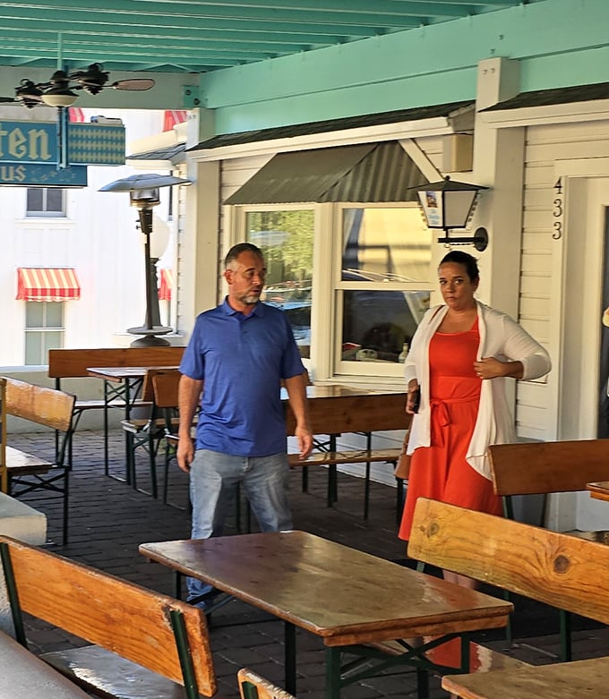 The outdoor seating area offers a place where conversations flow as freely as the German beer, with Florida's sunshine providing the perfect lighting.