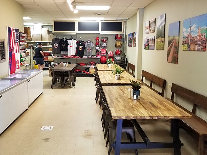 Long wooden tables invite you to linger, making this more than just a quick lunch spot—it's Pittsburgh's Polish living room.