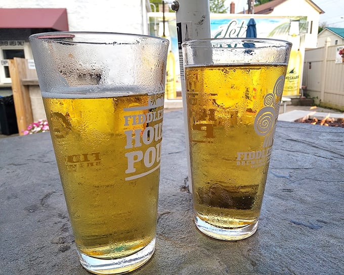 Cold beers on a hot day—a simple pleasure that somehow never gets old. These golden glasses are Pennsylvania summer distilled into liquid form. 