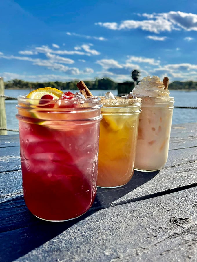 Waterfront cocktails that taste even better than they look—and they look spectacular. That view turns every sip into a mini-vacation for your taste buds.