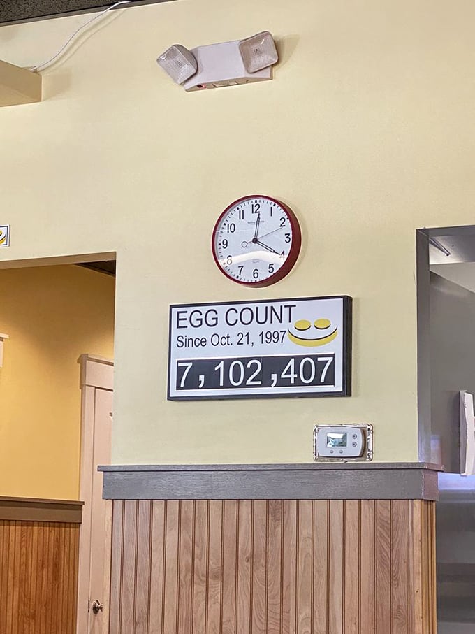 Seven million eggs and counting – that's enough to make an omelet visible from space. Breakfast math at its most impressive.
