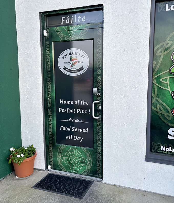 "Fáilte" (welcome) says the door, promising perfect pints and all-day food. It's like a portal to Dublin that conveniently accepts American currency.