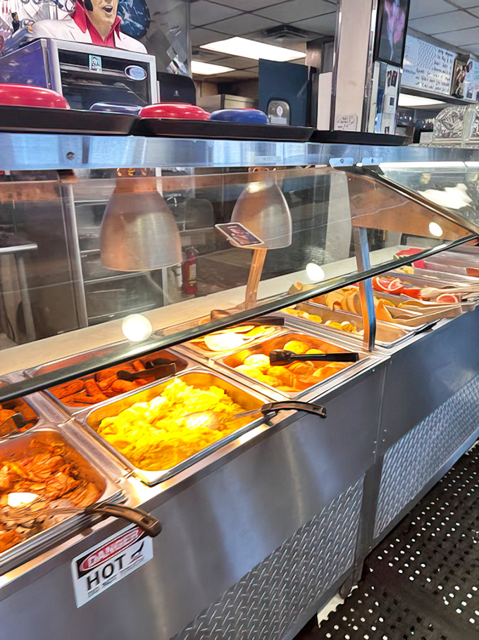 The breakfast buffet—a gleaming lineup of morning favorites kept "HOT" and ready under heat lamps that have been the savior of many a beach vacation day.