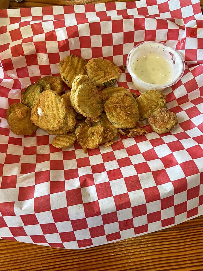 Fried pickles: Where vinegar tang meets golden crunch in a perfect union that makes you wonder why you ever ate pickles any other way.