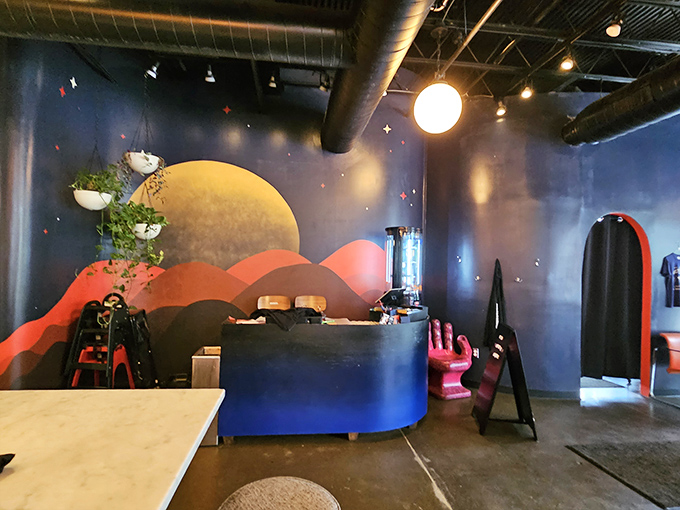 Space-age meets comfort food against this cosmic mural backdrop—proof that diners have evolved without losing their soul.