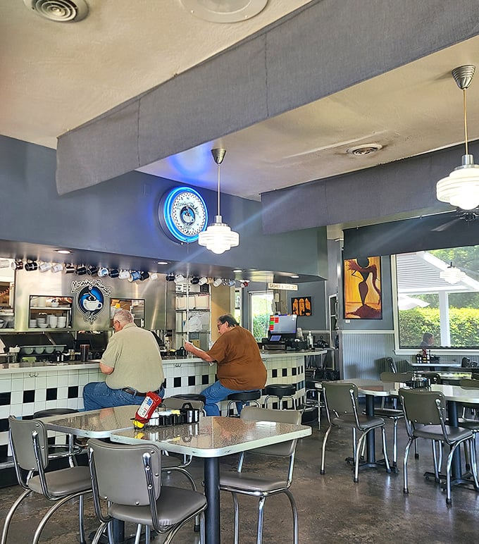 Counter seating—where breakfast aficionados gather to watch the morning ballet of spatulas and coffee pots in action.