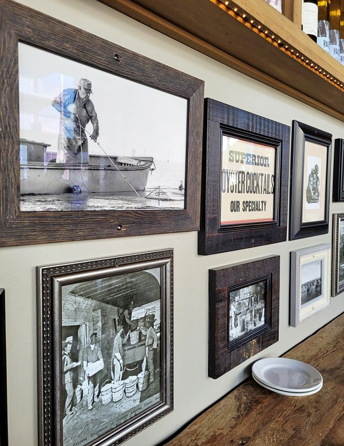 The walls tell stories of oyster history that pair perfectly with what's on your plate—a delicious education with every bite.