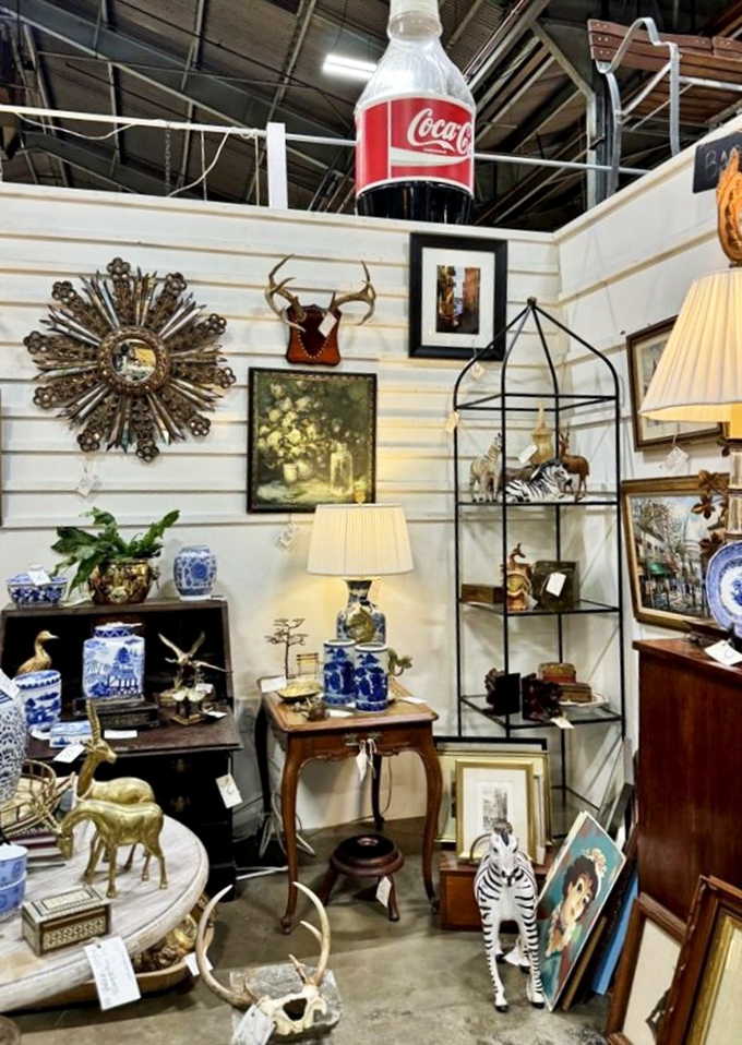 This elegantly styled booth proves that antiques aren't just old things; they're design elements with history.