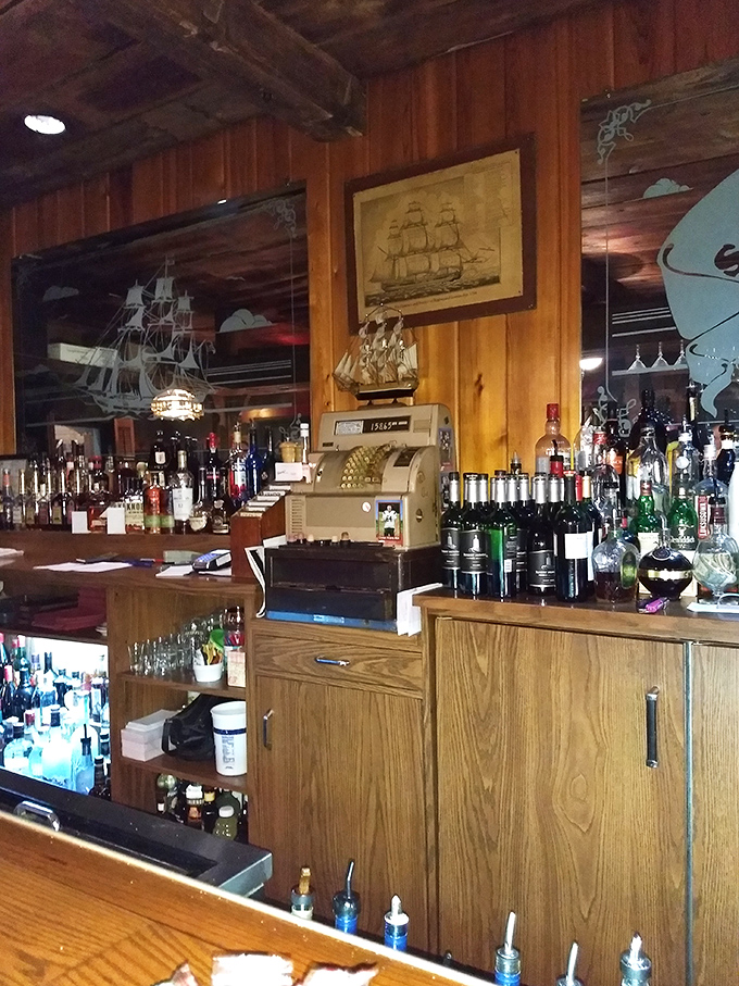 The bar area's nautical theme isn't kitschy—it's a genuine homage to the seafaring traditions that inspire the menu.