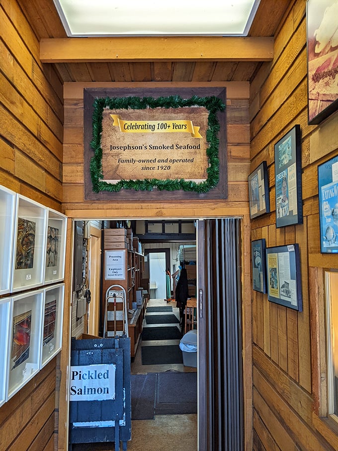 That sign says it all – over 100 years of smoking seafood excellence, the kind of longevity that doesn't happen by accident in the restaurant world.