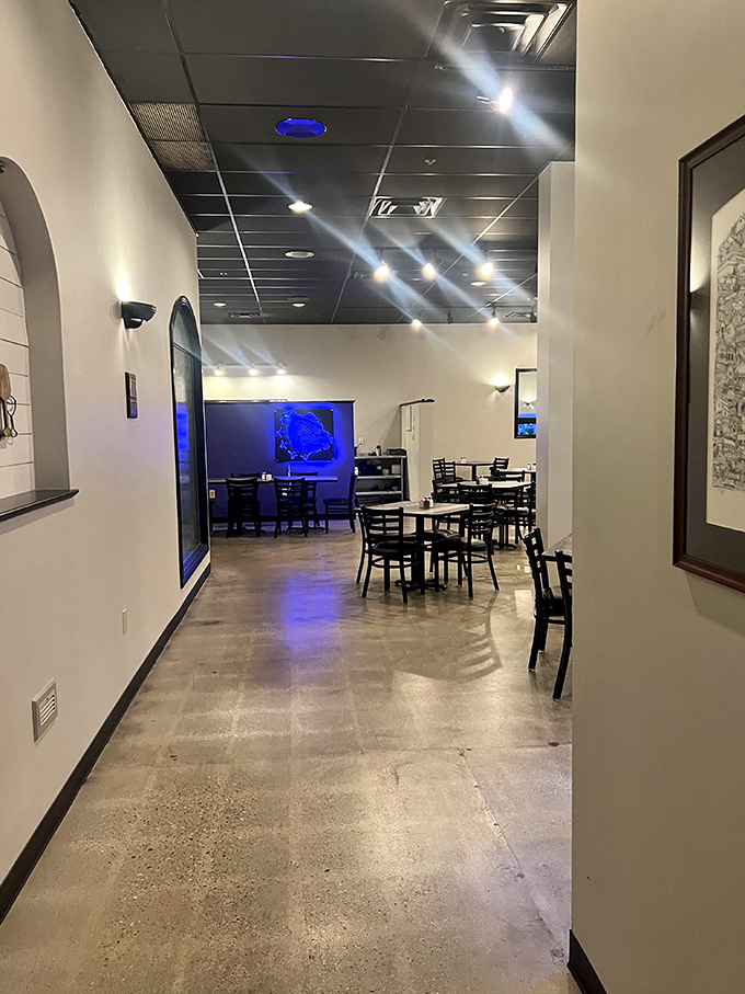 The hallway to happiness, where simple décor and comfortable seating create the perfect backdrop for memorable meals with friends.