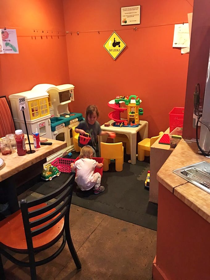 The kids' play area proves that great food and family-friendliness aren't mutually exclusive—little ones can play house while parents savor house-made delights.