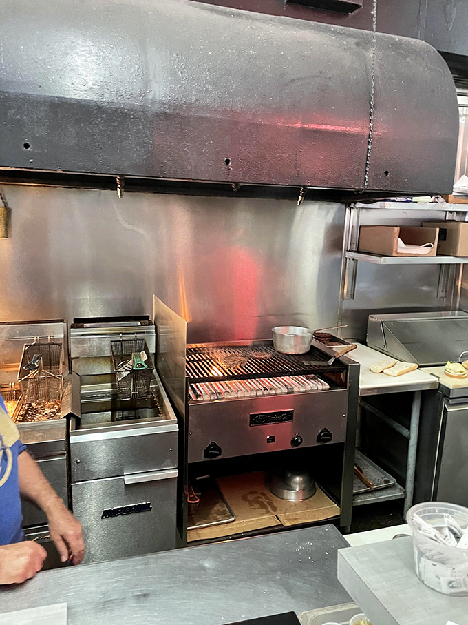 The kitchen's sacred space where beef magic happens. No molecular gastronomy here—just time-honored techniques and well-seasoned equipment. 