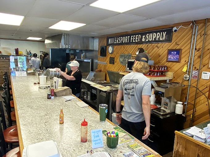 Where the magic happens—this kitchen may not be fancy, but it's churning out the kind of food that makes people drive for miles.