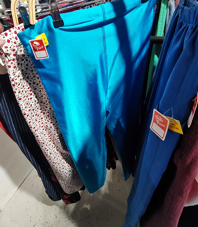 The technicolor dream pants section—where your legs can make as bold a statement as your personality.