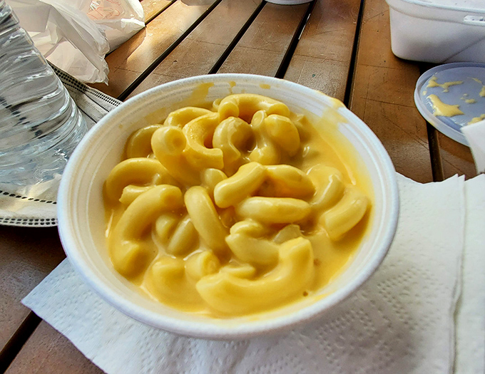 Mac and cheese that doesn't come from a box—this golden bowl of comfort is the supporting actor that sometimes steals the show.