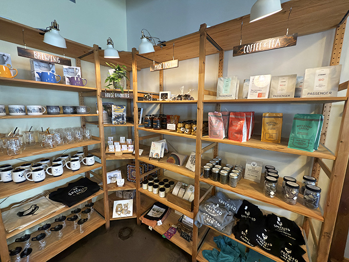 Coffee beans, brewing equipment, and branded merchandise – the gift shop for those who want to take a piece of breakfast heaven home.