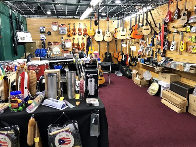 Aspiring musicians take note! This guitar-filled corner could be where your next musical journey begins—no record deal required.