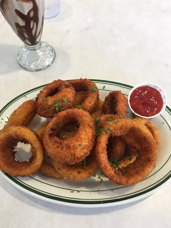 Onion rings should always be this perfectly golden—crisp enough to make a satisfying crunch, but tender enough not to fight back.