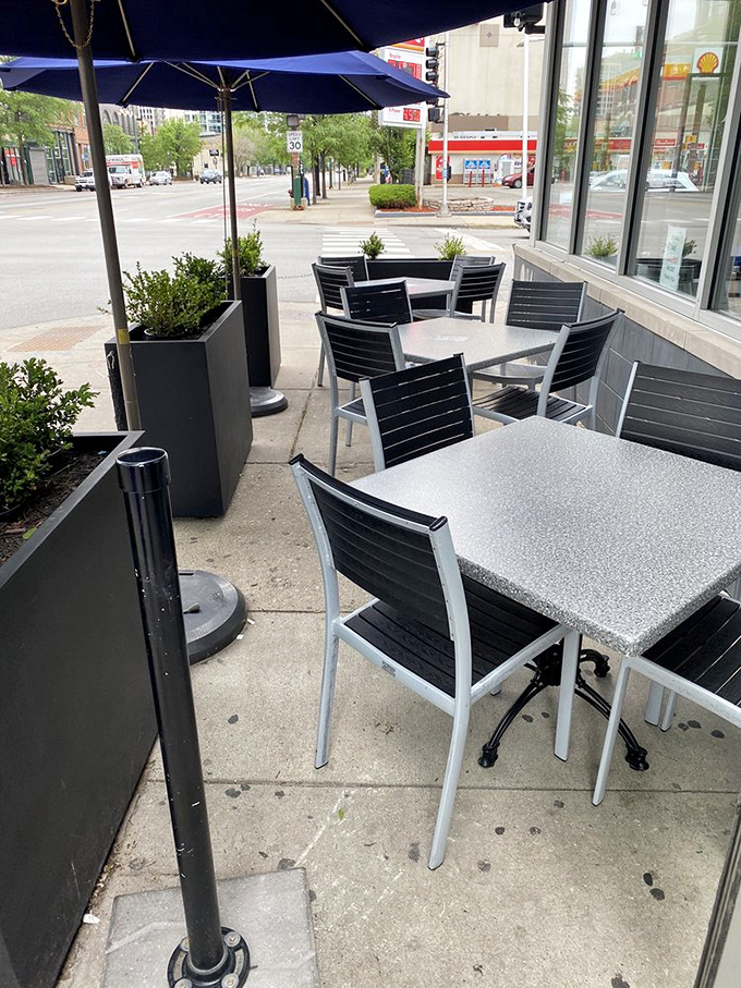 Outdoor seating that lets you enjoy your breakfast with a side of people-watching and Chicago's urban energy.