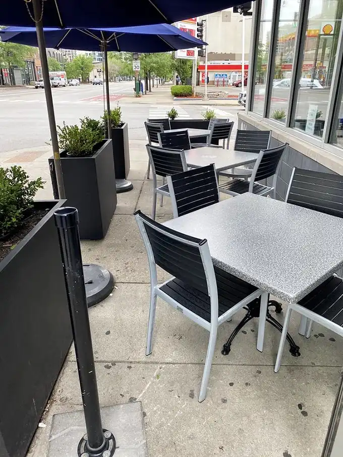 Outdoor seating that lets you enjoy your breakfast with a side of people-watching and Chicago's urban energy.