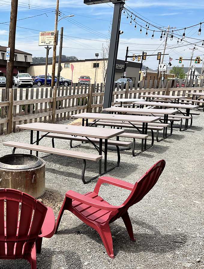 Picnic tables under string lights—where summer evenings and smoked meats create memories that last through winter's chill.