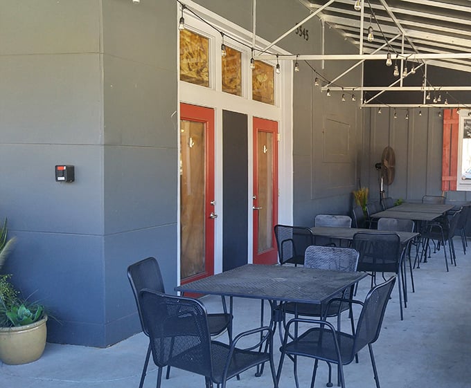 Outdoor seating for those who can't wait to dig in or prefer their barbecue with a side of fresh air and conversation.