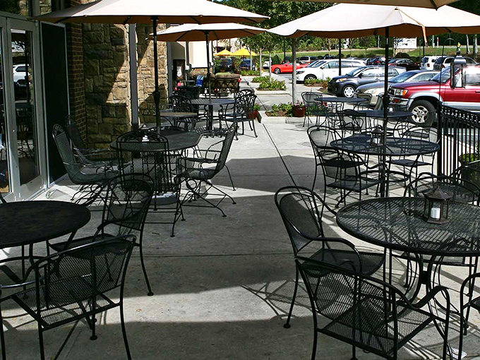 The outdoor seating area: where Florida's gentle breezes cool the heat of Cajun spices and afternoon conversations flow as easily as the sweet tea.