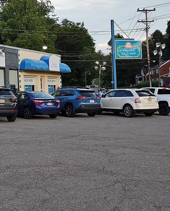 A full parking lot tells you everything you need to know—this isn't just ice cream, it's a community institution.
