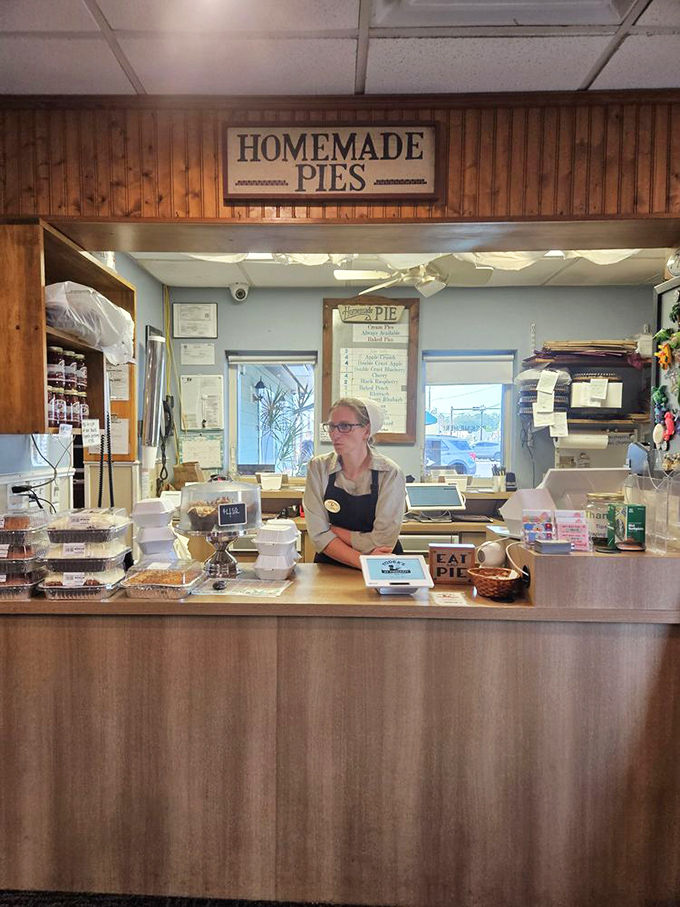 The pie counter—where life-changing decisions are made daily. "Just one slice" becomes the biggest lie you'll tell yourself today.