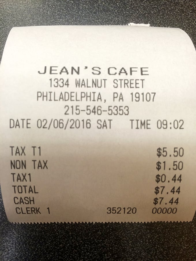 Seven dollars and change for breakfast in Center City? That receipt isn't just a record of purchase—it's practically a souvenir.