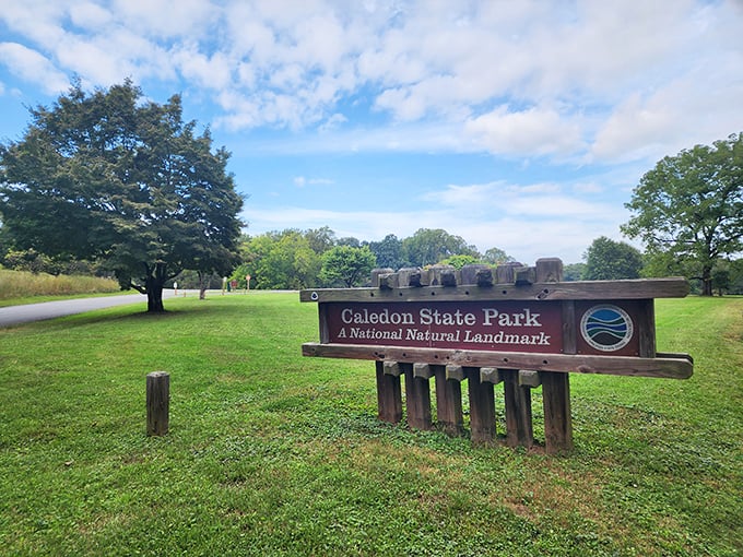 Caledon's entrance sign proudly announces its National Natural Landmark status. Nature's equivalent of a Michelin star.