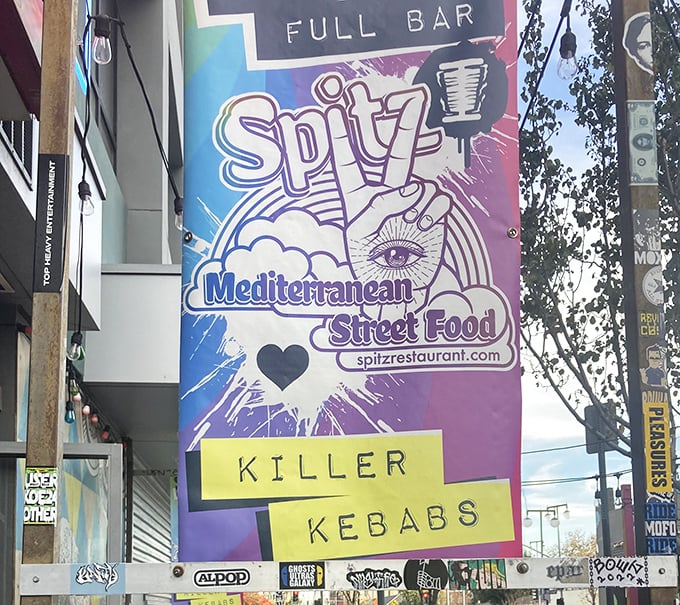 "Killer Kebabs" isn't just clever marketing—it's a promise this psychedelic sign delivers on with every bite.