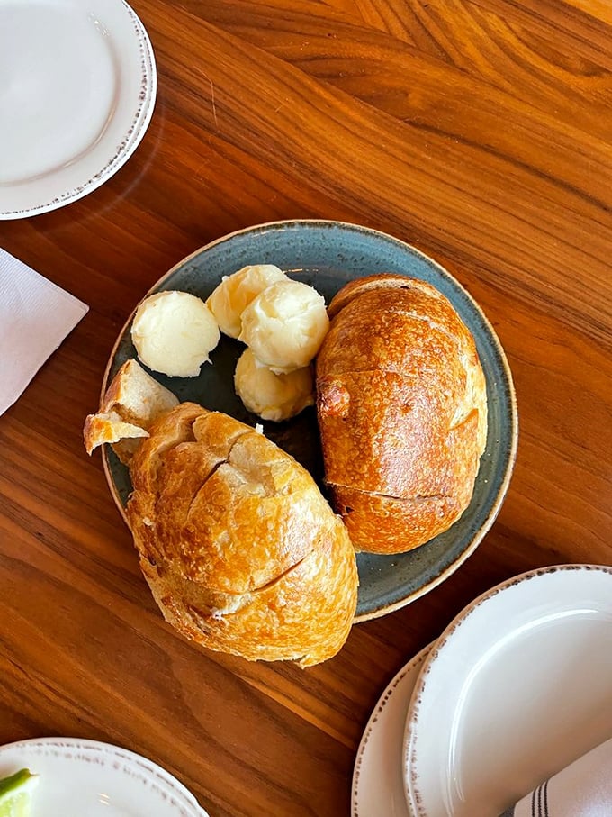 Sourdough bread that doesn't need butter to be spectacular but gets it anyway—because sometimes more really is more.