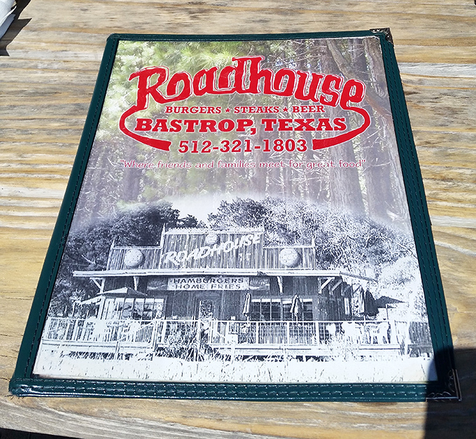 The menu cover says it all—"Where friends and families meet for great food"—a mission statement that beats fancy slogans any day of the week.