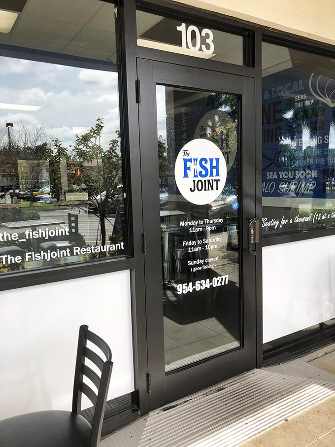 Hours posted on the door like a promise – "Yes, we'll be here when that fish sandwich craving hits at 2pm on a Thursday."