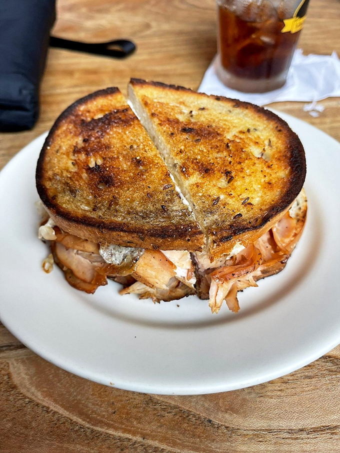This grilled sandwich isn't just lunch—it's edible architecture. Golden-brown bread giving way to tender turkey creates the comfort food equivalent of a warm hug. 