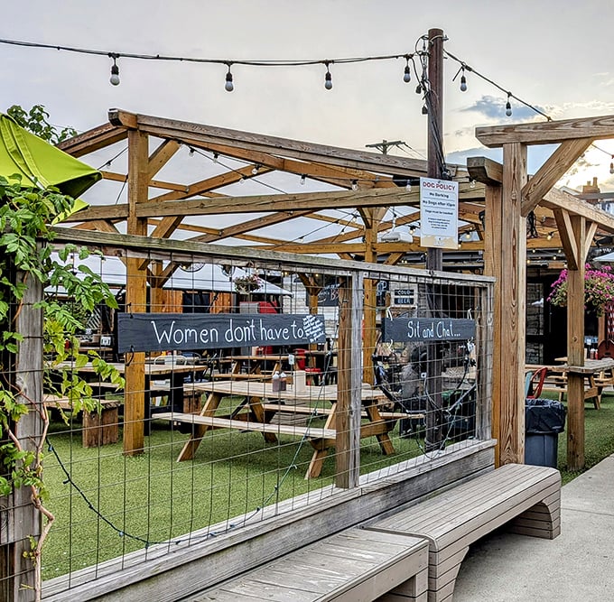 Outdoor seating that invites you to linger. Where "just one more bite" becomes "let's order another round."