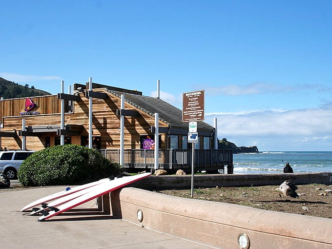 The industrial beauty of Pacifica's coastline shows California's unique blend of natural wonder and human engineering in perfect balance.