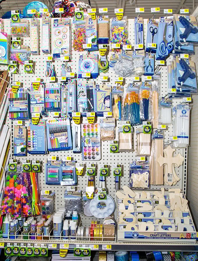 Craft supply heaven for Pinterest aspirations. Everything you need for projects that look deceptively simple online but will take you three frustrated hours.