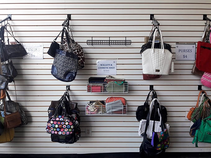 Handbag paradise at prices that won't require explaining to your spouse. That leopard print tote is practically begging to go home with someone.