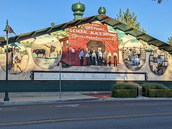This vibrant mural celebrates Tehachapi's blacksmithing history with an artistic flair that stops pedestrians in their tracks. Public art at its finest.