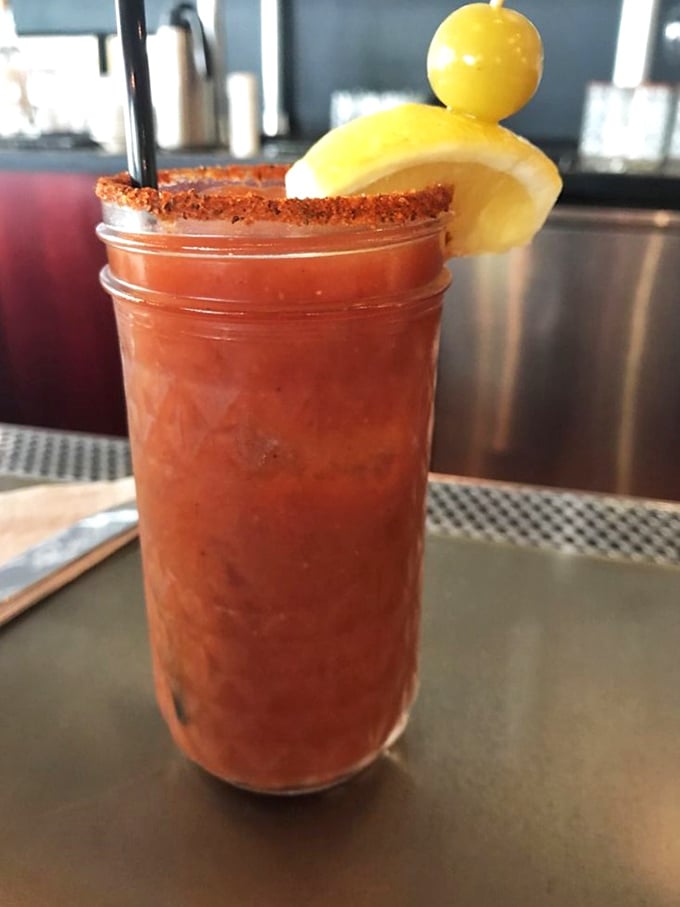 This isn't just a Bloody Mary—it's a spicy liquid appetizer with enough garnish to count as its own food group.